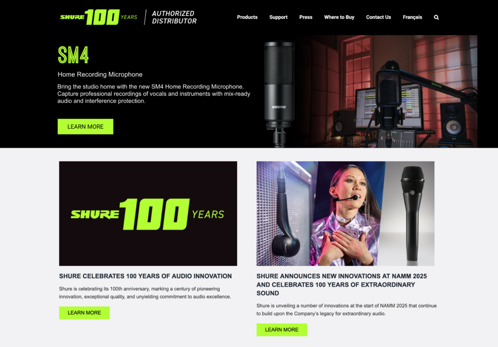 Website | Shure Canada - Pixelfox Designs